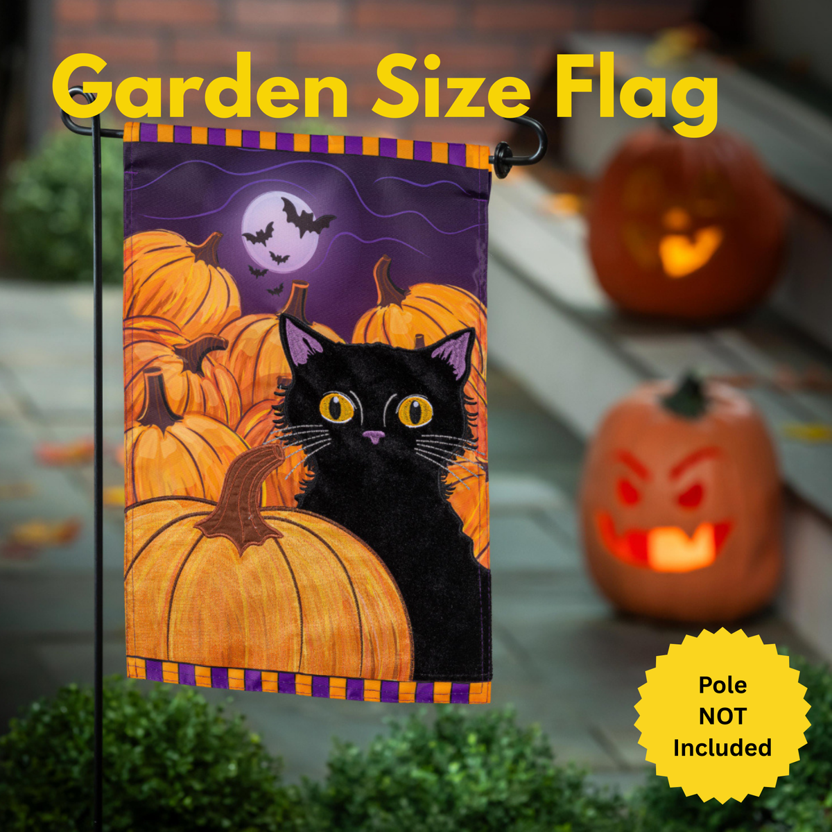 ‘Pumpkin Patch Cat Applique’ Decorative Flag – MeLinda's Fine Gifts