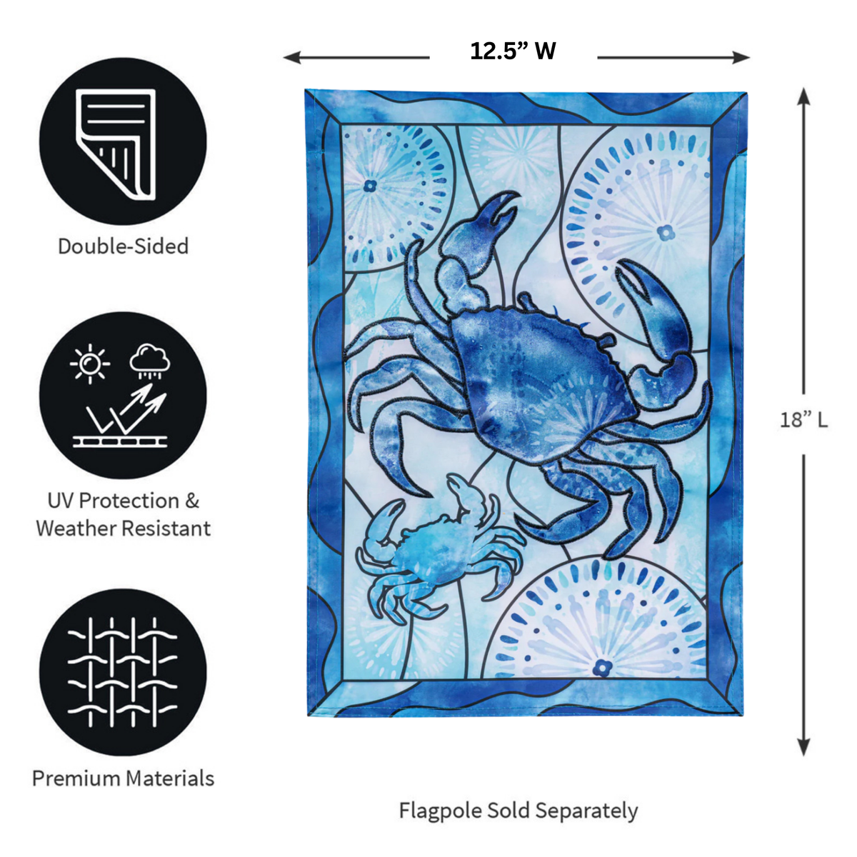 ‘Blue Coastal Framed Crab’ Decorative Flag – MeLinda's Fine Gifts
