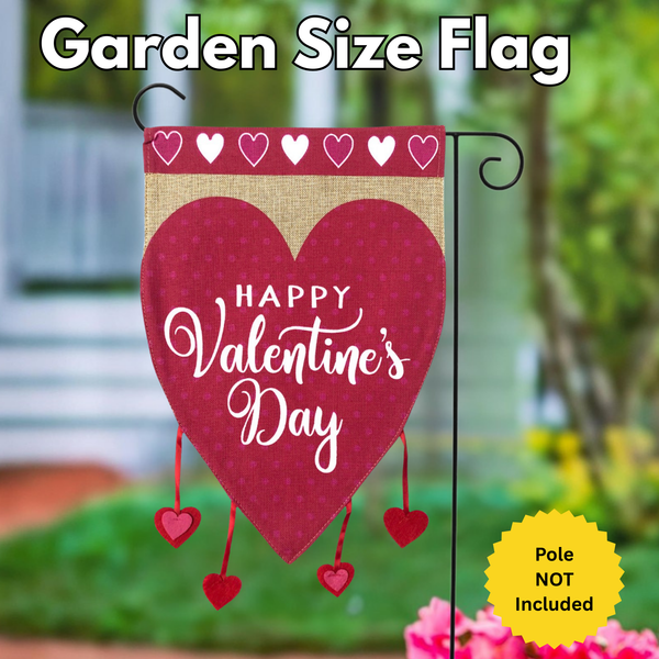 ‘Happy Valentine’s Hearts Burlap’ Decorative Flag – MeLinda's Fine Gifts