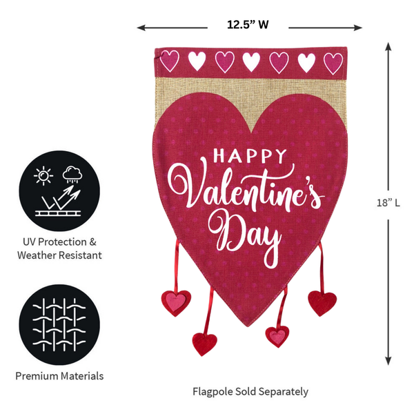 ‘Happy Valentine’s Hearts Burlap’ Decorative Flag – MeLinda's Fine Gifts
